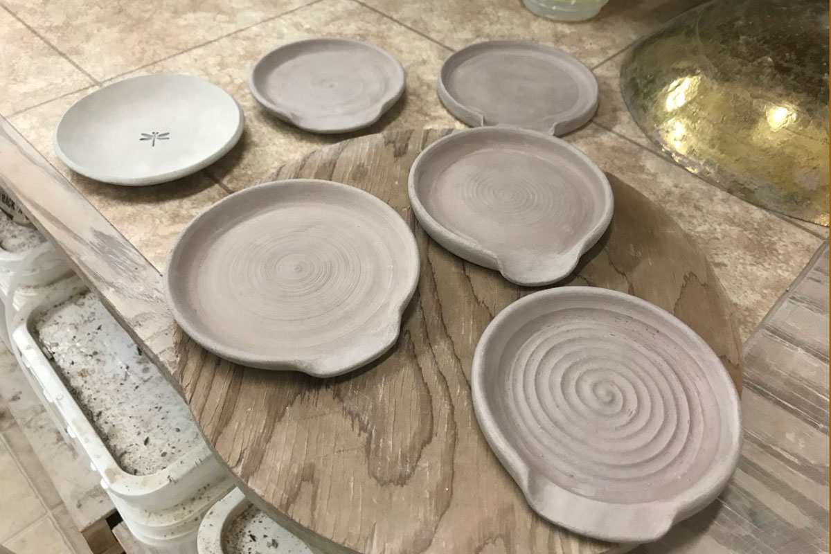 Spoon Rests Greenware to the Bisque Shelf - Parsley & Dill Pottery
